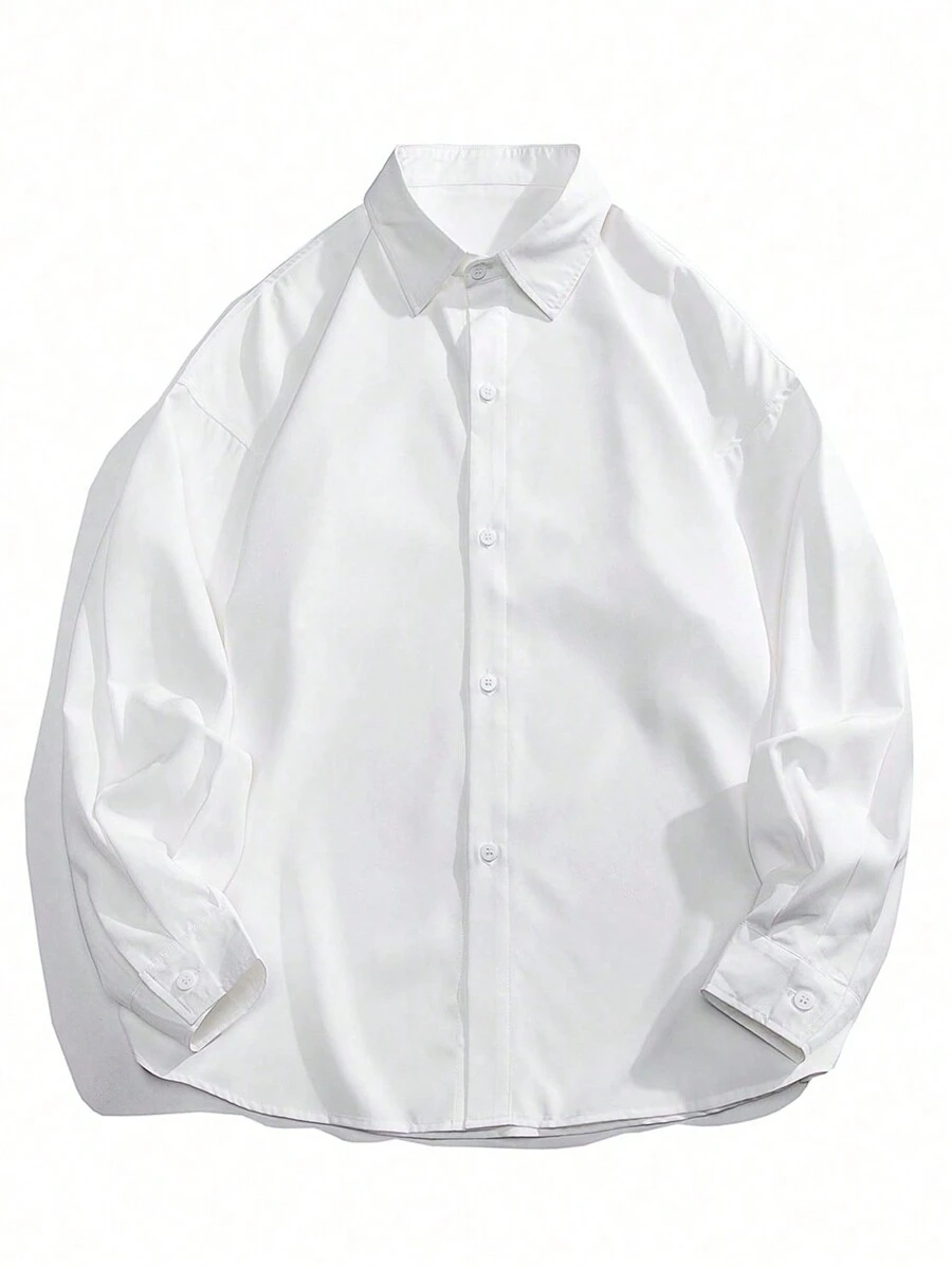 Men Solid Drop Shoulder Long Sleeve Shirt, Fall | SHEIN USA