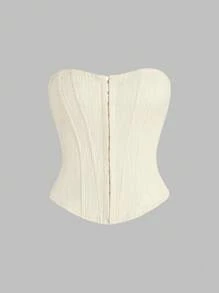 Sweetra Top de corpiño sin tirantes de unicolor elegante para el ...