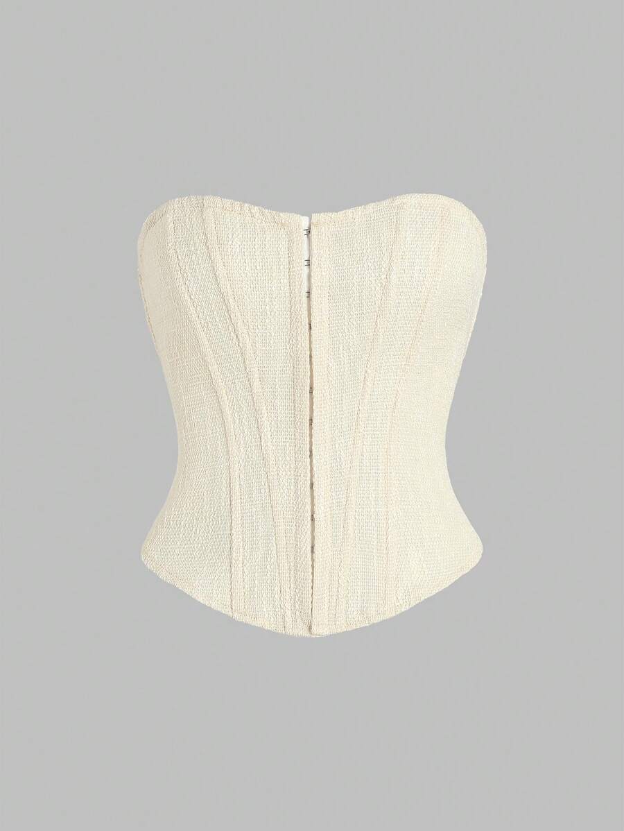 Sweetra Top de corpiño sin tirantes de unicolor elegante para el ...