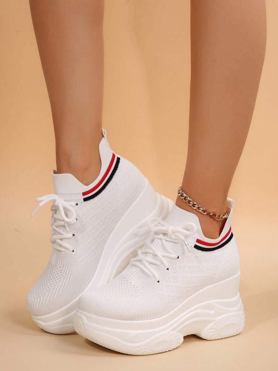 Women's Comfortable New Style Wedge Heel White Thick-Soled High Heeled ...