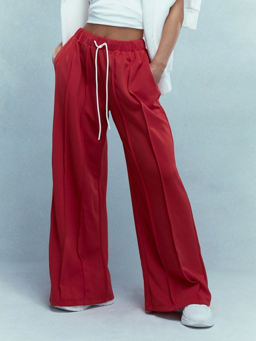 MISSGUIDED Pleats Stitch Wide Leg Sweatpants With Drawstrings Winter ...