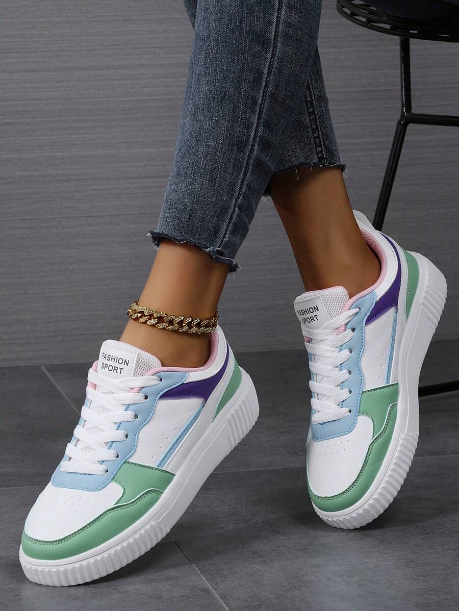 Women Shoes Casual Sneakers, Lace Up Soft Sole Flat Comfortable Skate ...