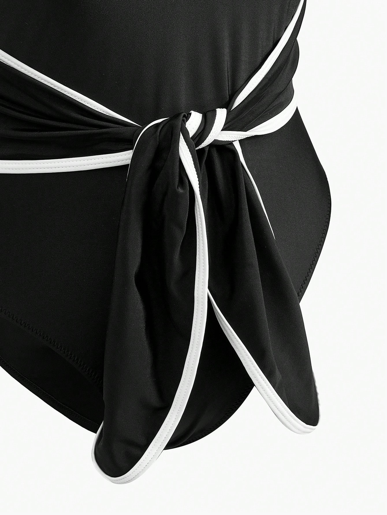 MOTF PREMIUM SUMMER BEACH CONTRAST PIPING TIE FRONT LOW BACK ONE-PIECE ...