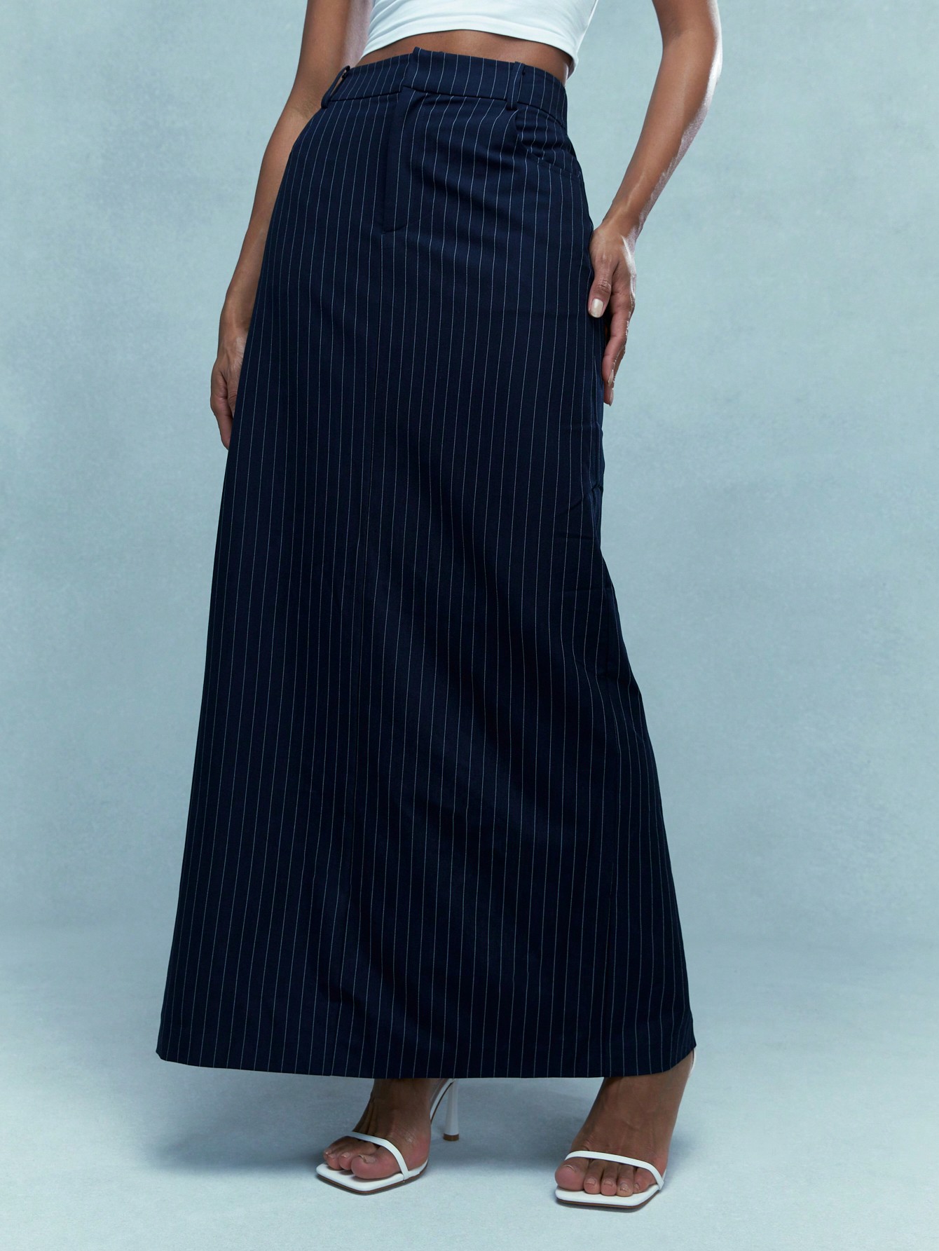 Tailored Pinstripe Maxi Skirt With Back Slit｜MISSGUIDED