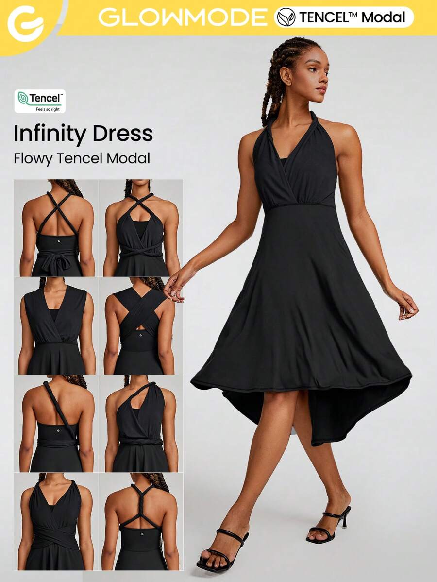 GLOWMODE Modal Infinity Dress Just Flow Pocket Ribbon High-Low Light ...