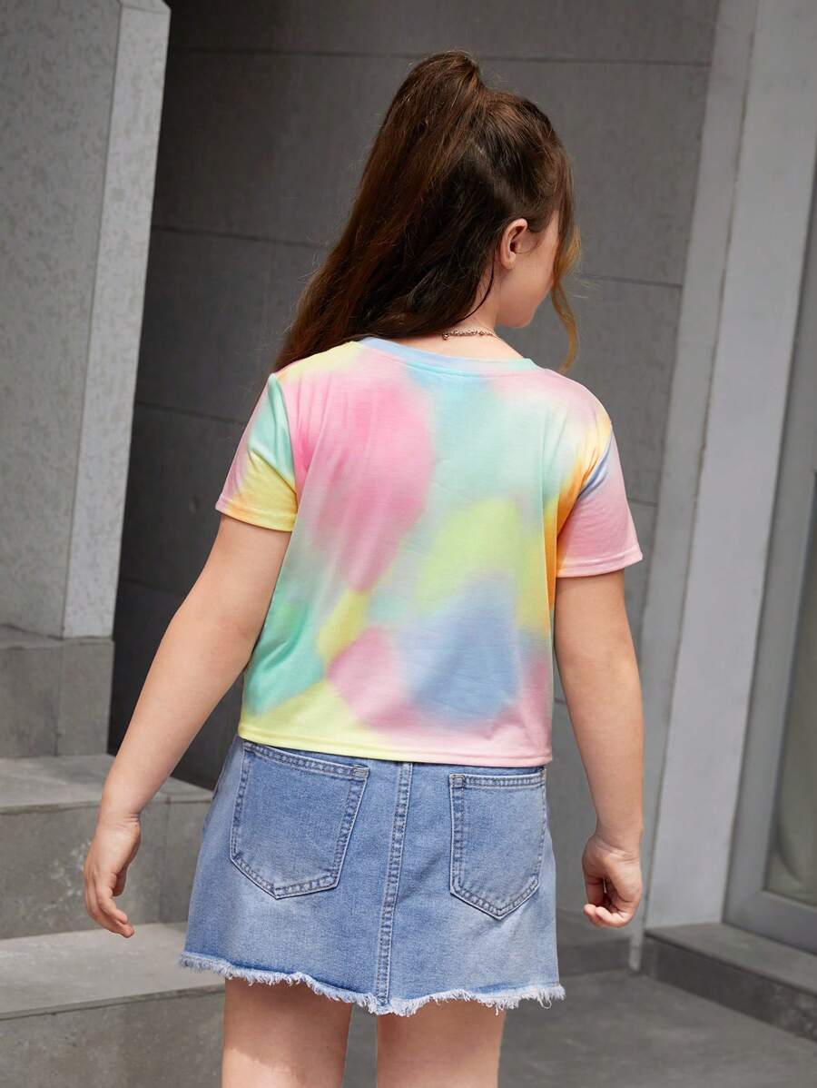 SHEIN Tween Girls Extended Size Loose Fit Casual Round Neck Tee With ...