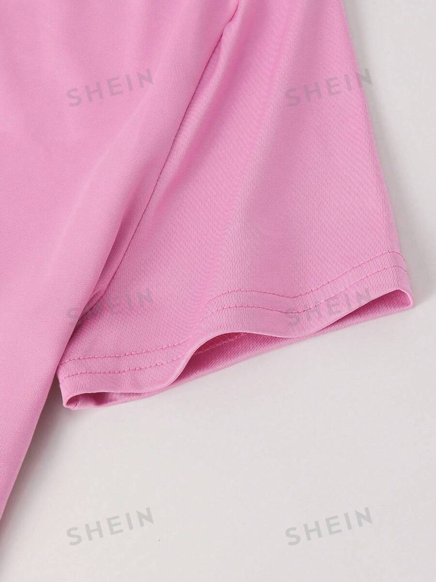 SHEIN EZwear Top corto con eslogan rosa estilo Y2K para mujer, "Chicas ...