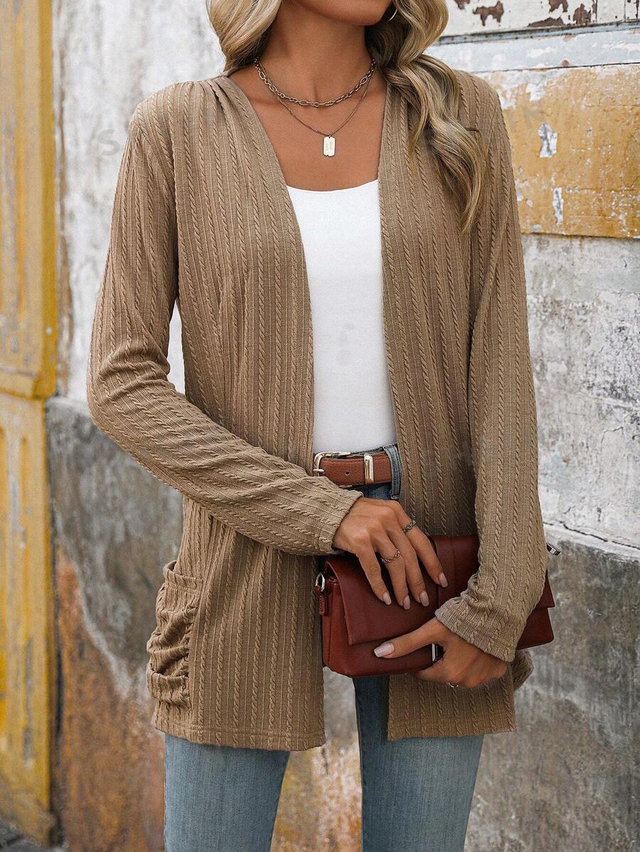 SHEIN LUNE Casual Women's Solid Color Texture Coat With Pockets Fall ...