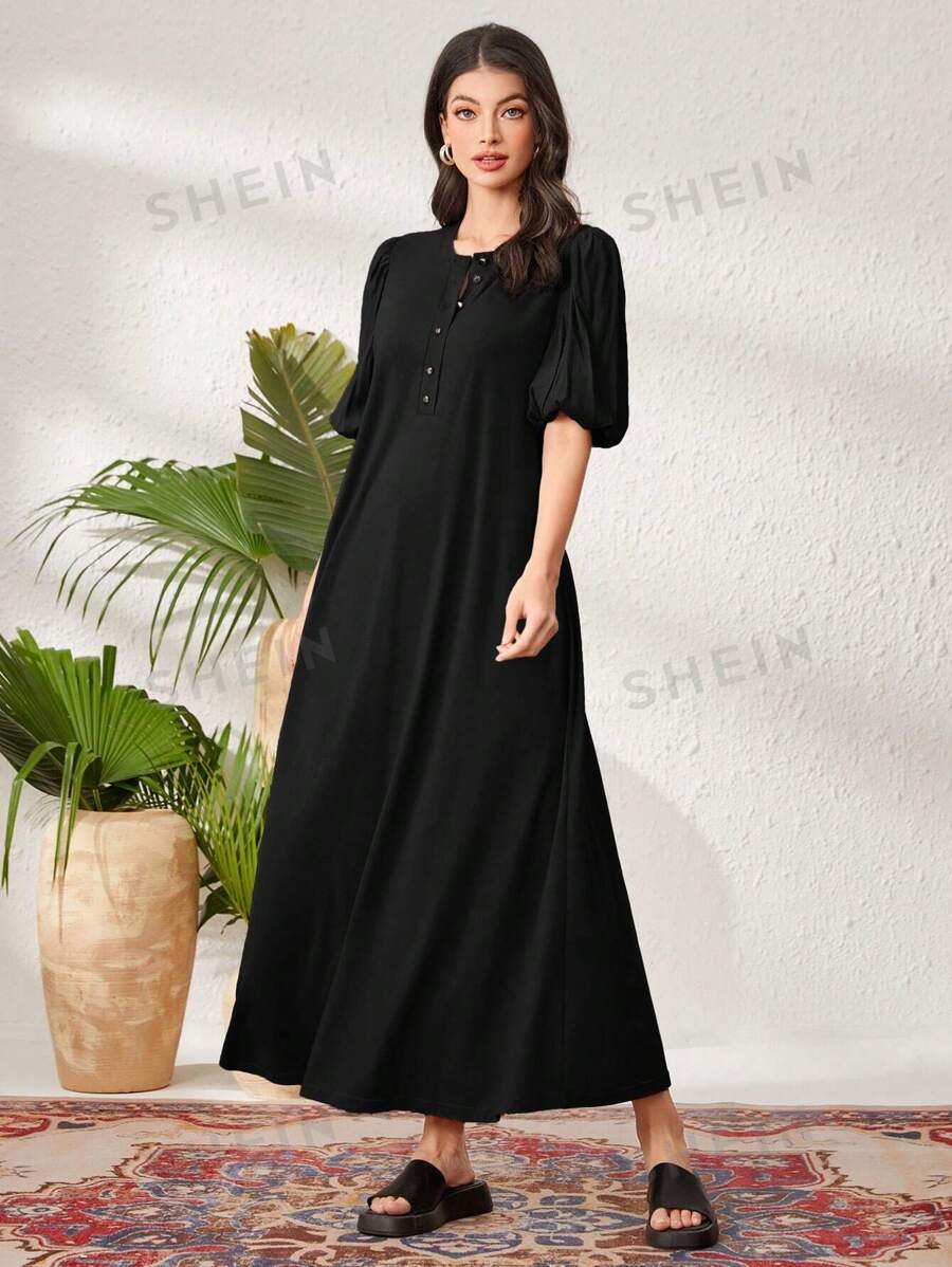SHEIN Mulvari Vestido árabe sencillo de unicolor para uso diario de ...