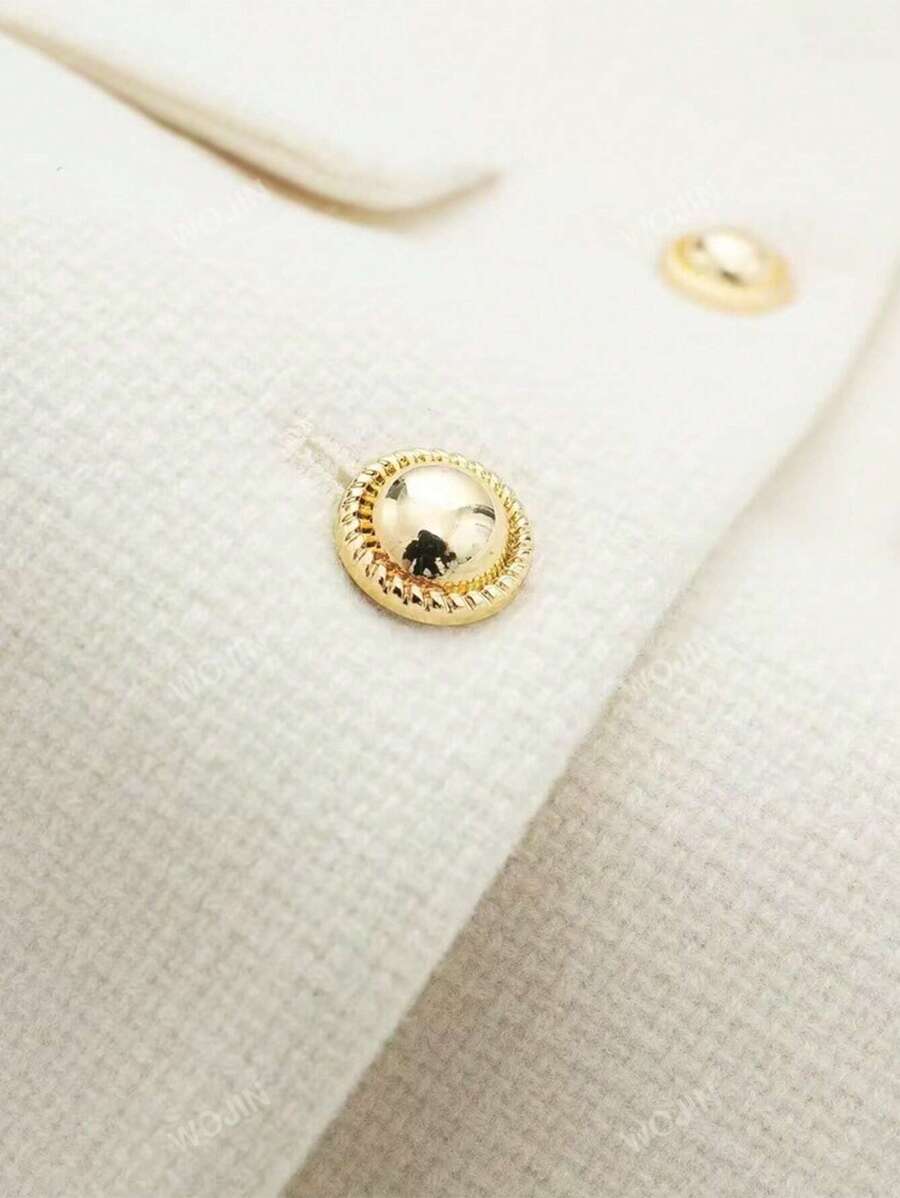 Women's Elegant Casual Tweed Jacket Spring Round Neckline Decorated ...