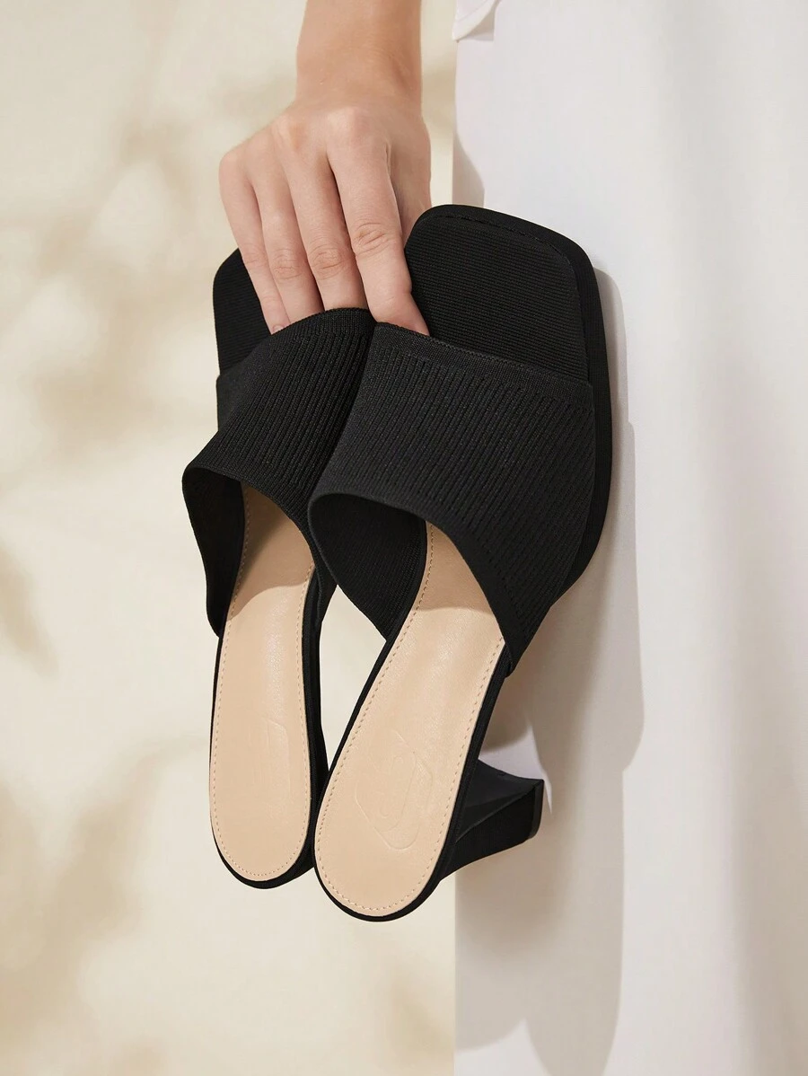 CUCCOO BASICS Woman Shoes Minimalist Square Toe Chunky Heeled Mule ...