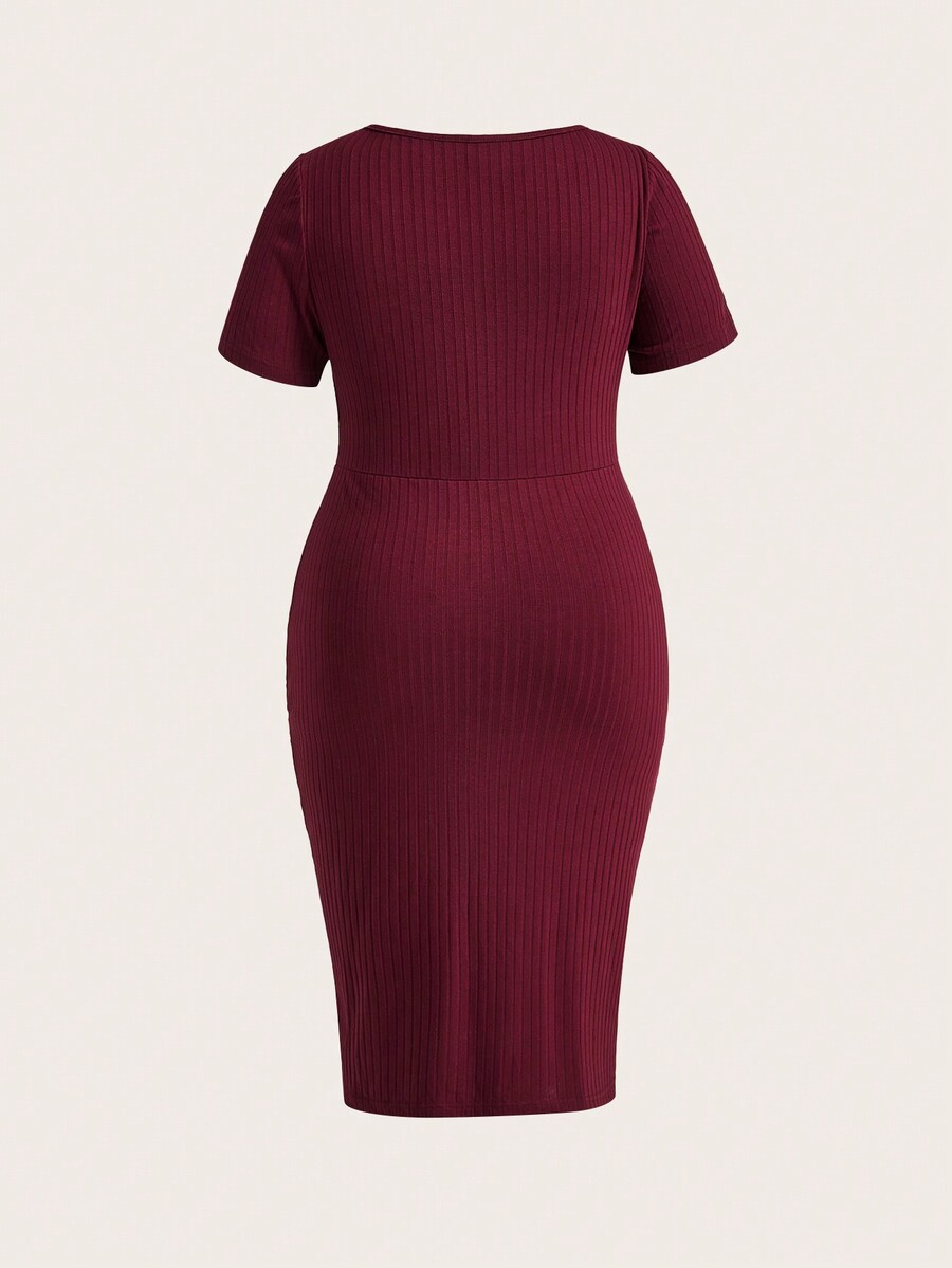 SHEIN Clasi Plus Size Tight-Fitting Square-Neck Dress With Drawstring ...