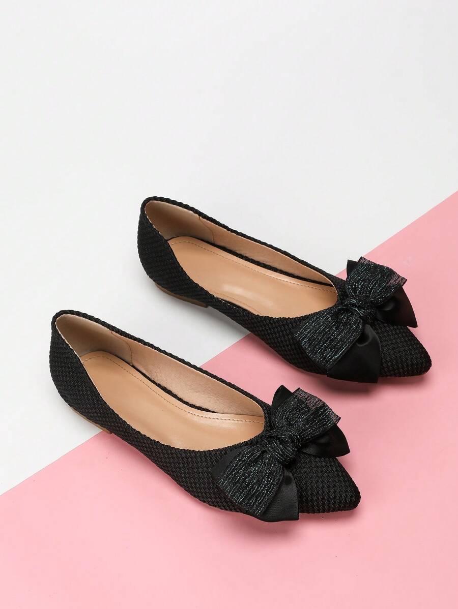 Plus Size Wide Last Flat Shoes, Bowknot, Solid Color, Daily/Outdoor ...