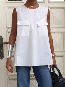 INAWLY Women's Sleeveless Shirt With Pocket Design | SHEIN USA