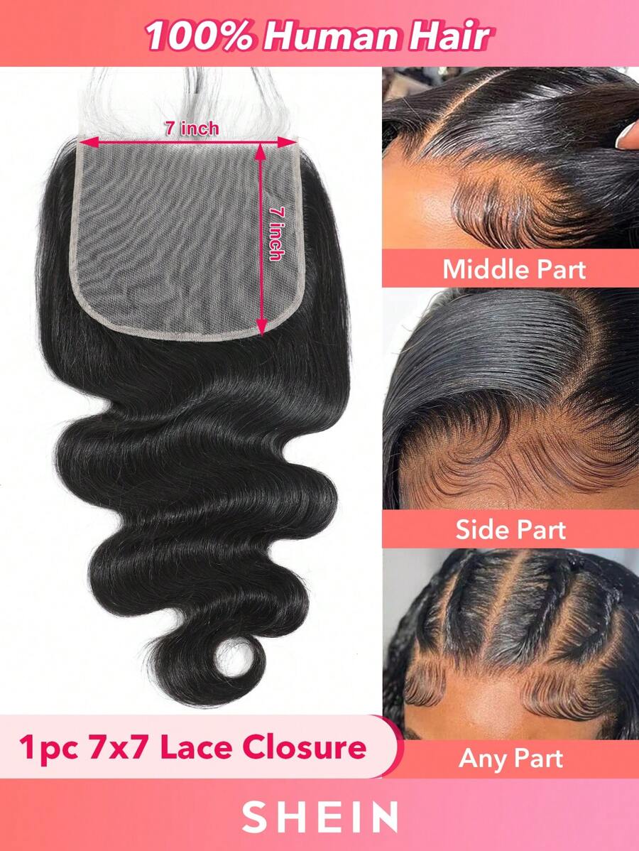 7x7 Transparent Lace Closure Body Wave Free Part Remy Human Hair Big ...