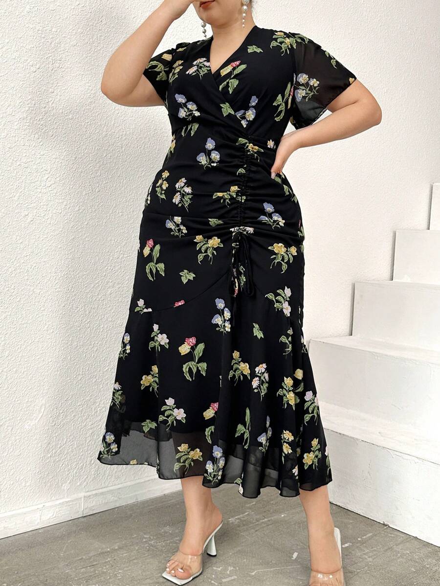 Modelyn Plus Size Women's Random Printed Simple Daily Short Sleeve ...