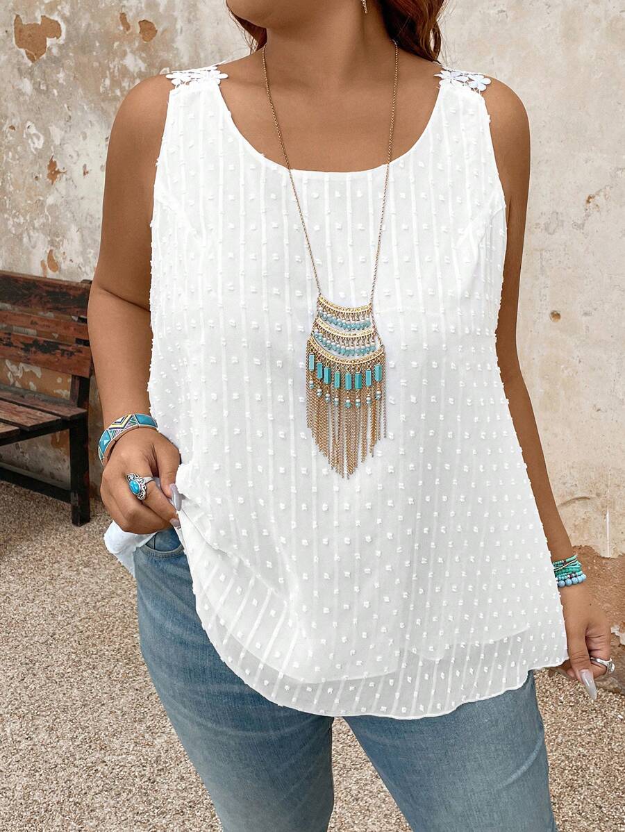 Plus Size Holiday Leisure Solid Color Lace Patchwork Tank Top, Summer for Sale Australia| New ...