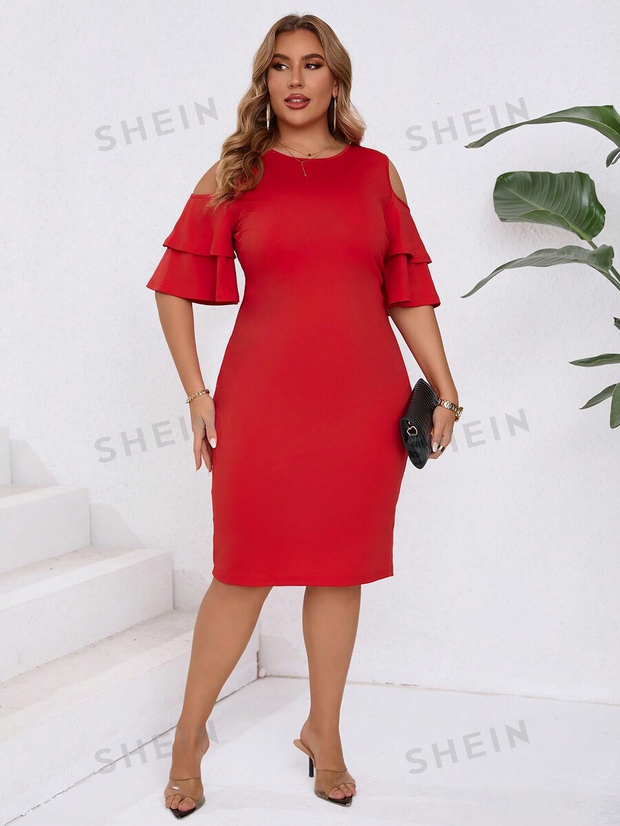 SHEIN Clasi Robe rouge évasée d'été élégante, romantique et de grande ...