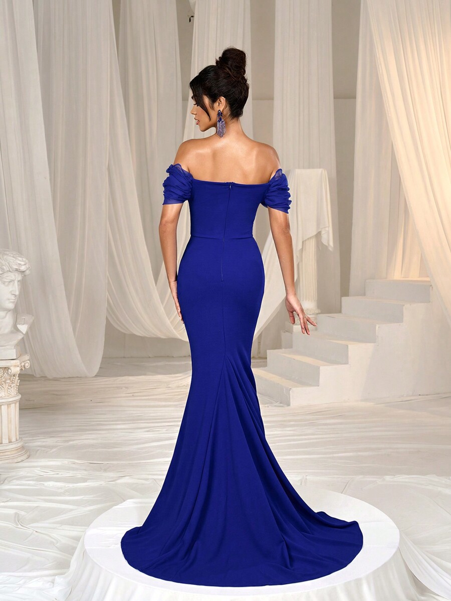 Faeriesty Off Shoulder Side Draped Wedding Dress Elegant Bridal Dress ...