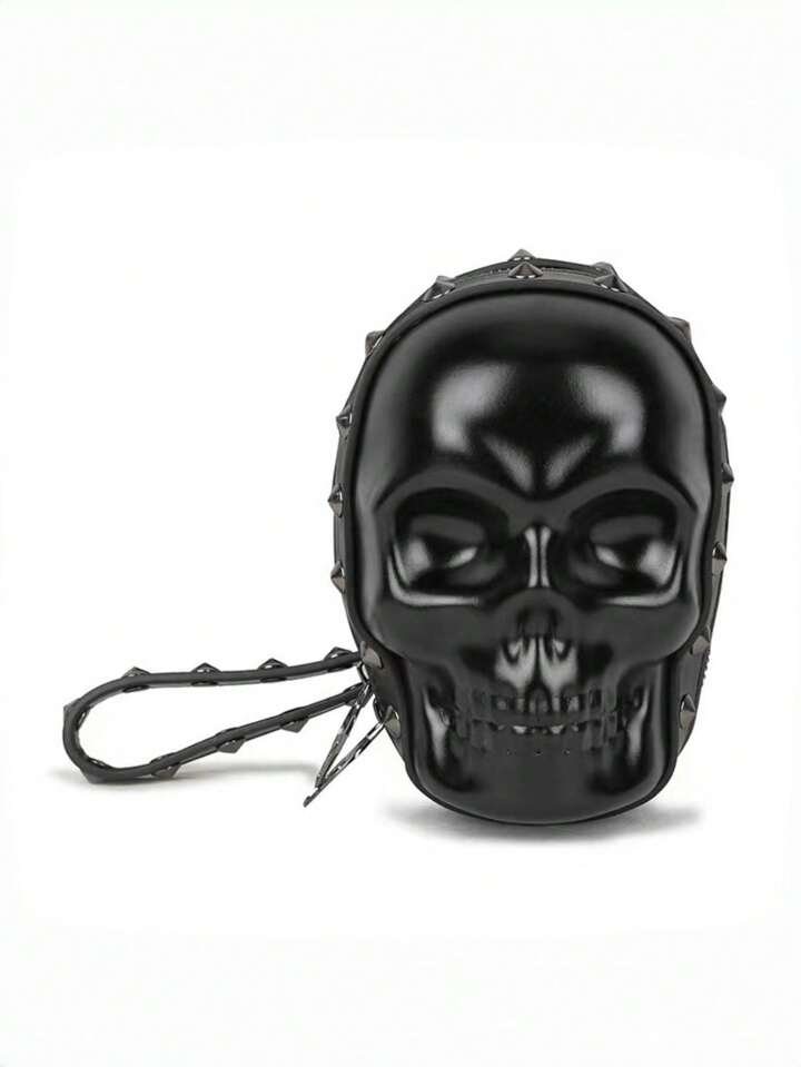 Our Goth Halloween Women Skeleton Head Clutch Bag Rivets 3D Embossed Dark Punk Skull Purse Halloween Bags Perfect For Fancy Party Halloween Fashion Gothic Fashion is such a vibe ROMWE