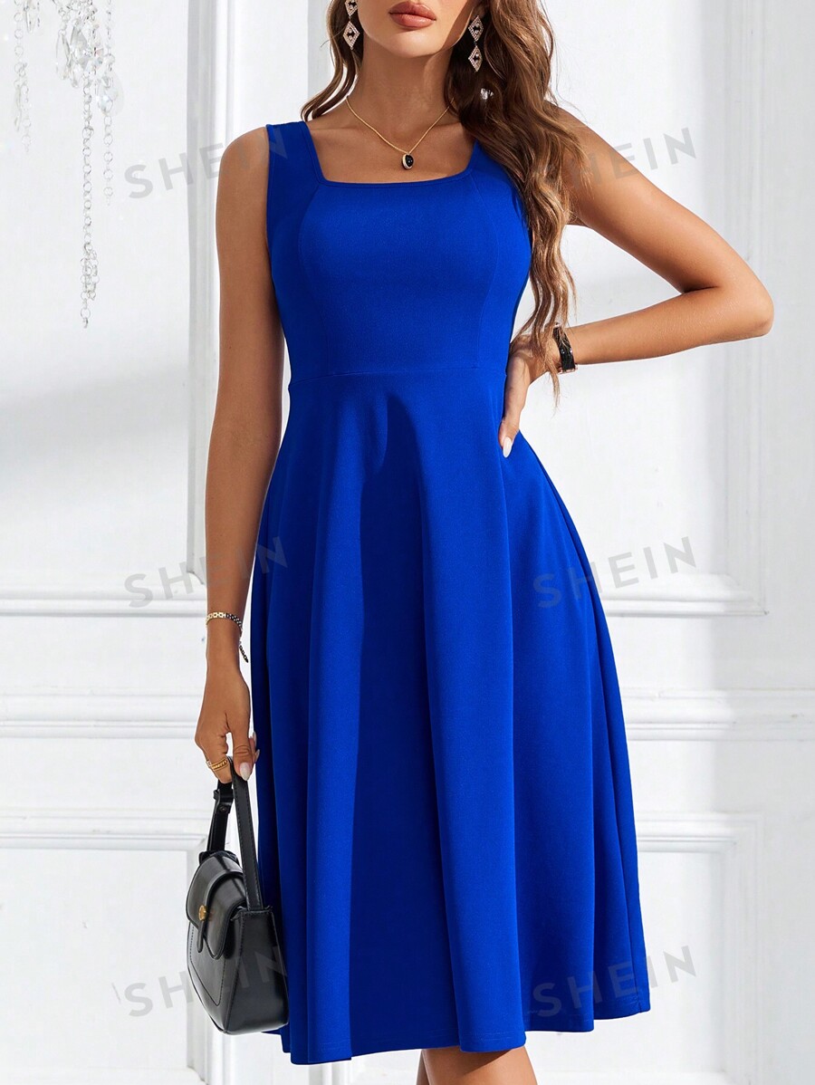 SHEIN Clasi Women's Solid Color Square Neck Sleeveless Summer Frenchy ...