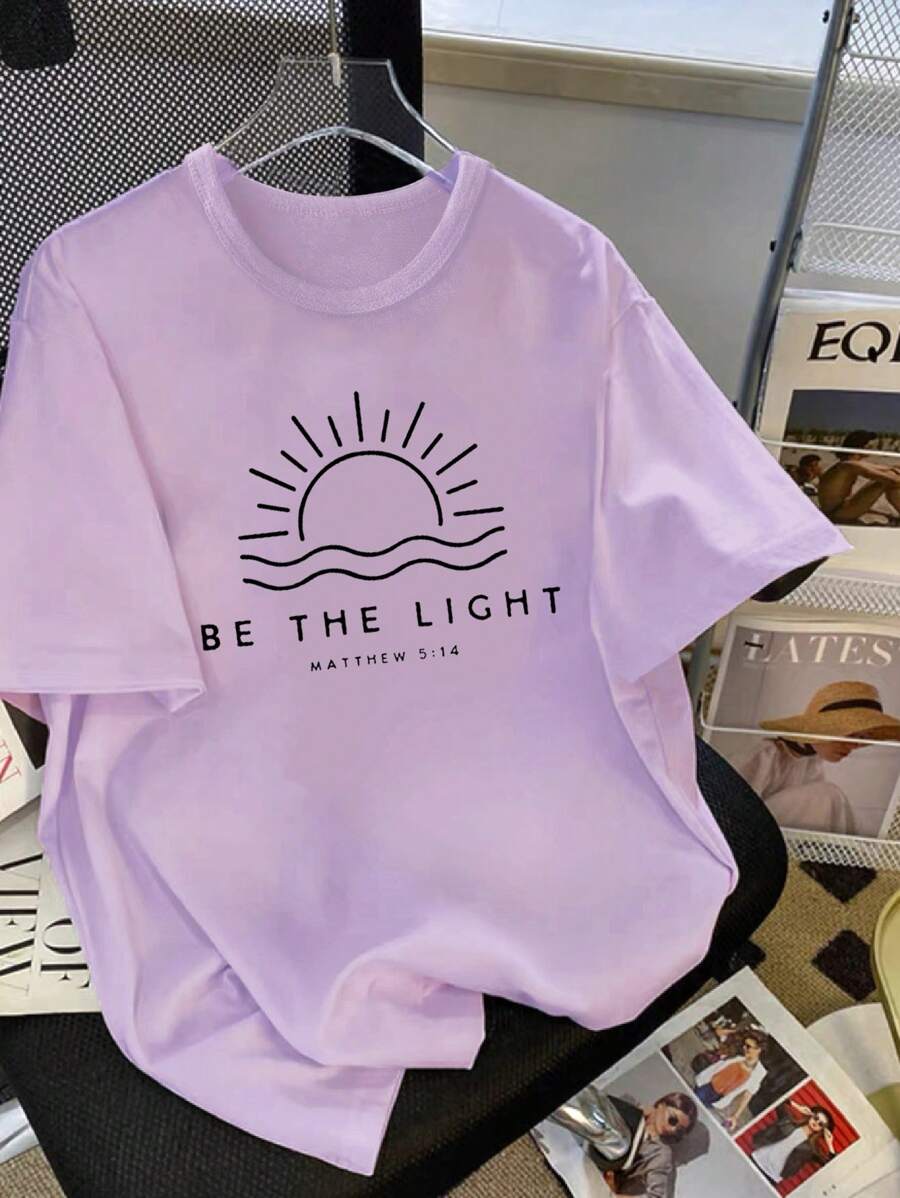 Teenage Girl's Summer Slogan Print Round Neck Casual Short Sleeve T ...