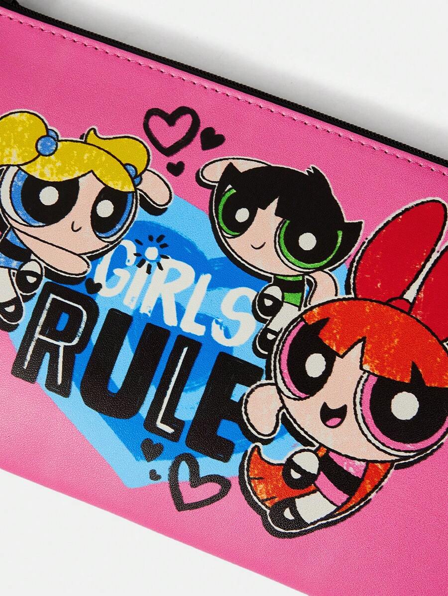 THE POWERPUFF GIRLS X SHEIN Cartoon Character And Letter Printed Pink ...