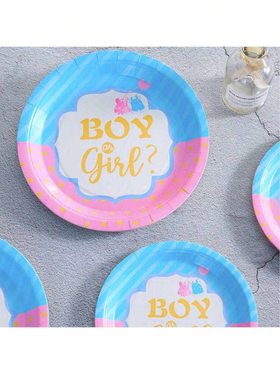 Gender Reveal Party Supplies Kit, Gender Reveal Plate Paper Plates, 7/9 ...
