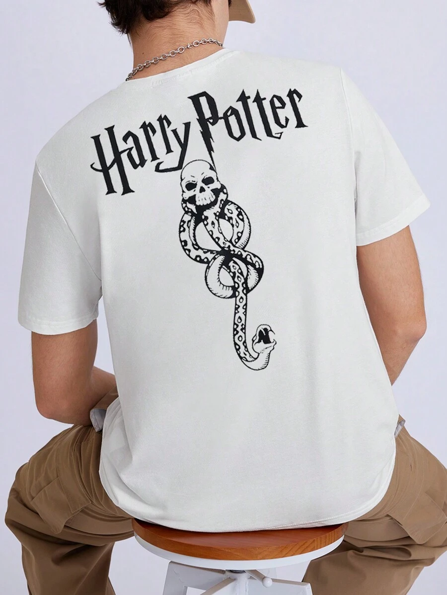 HARRY POTTER X SHEIN Men's Casual Voldemort Skull Snake Street Printed ...