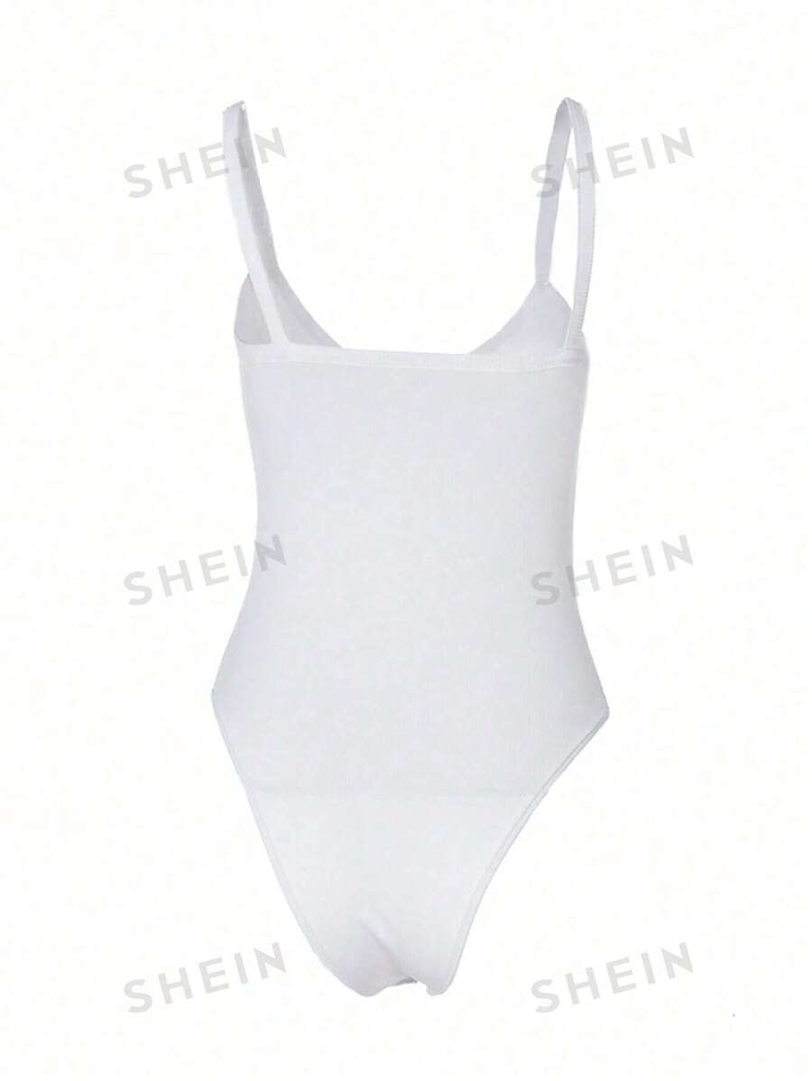 Shein Slayr Womens Summer Casual Solid Color Slim Fit Bodysuit With