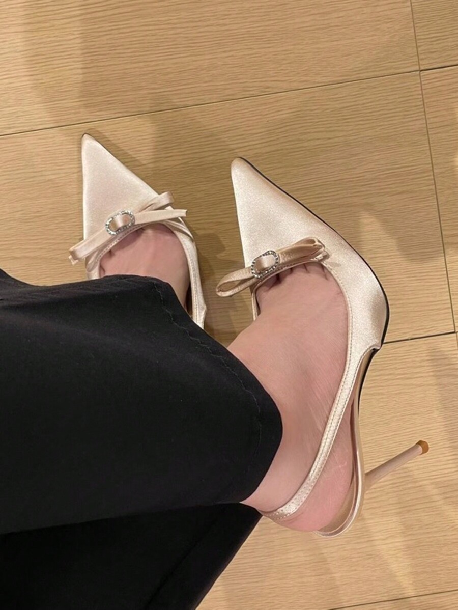 Women's Champagne Color High Heels, Thin Heels, New 2024 Pointed-Toe ...