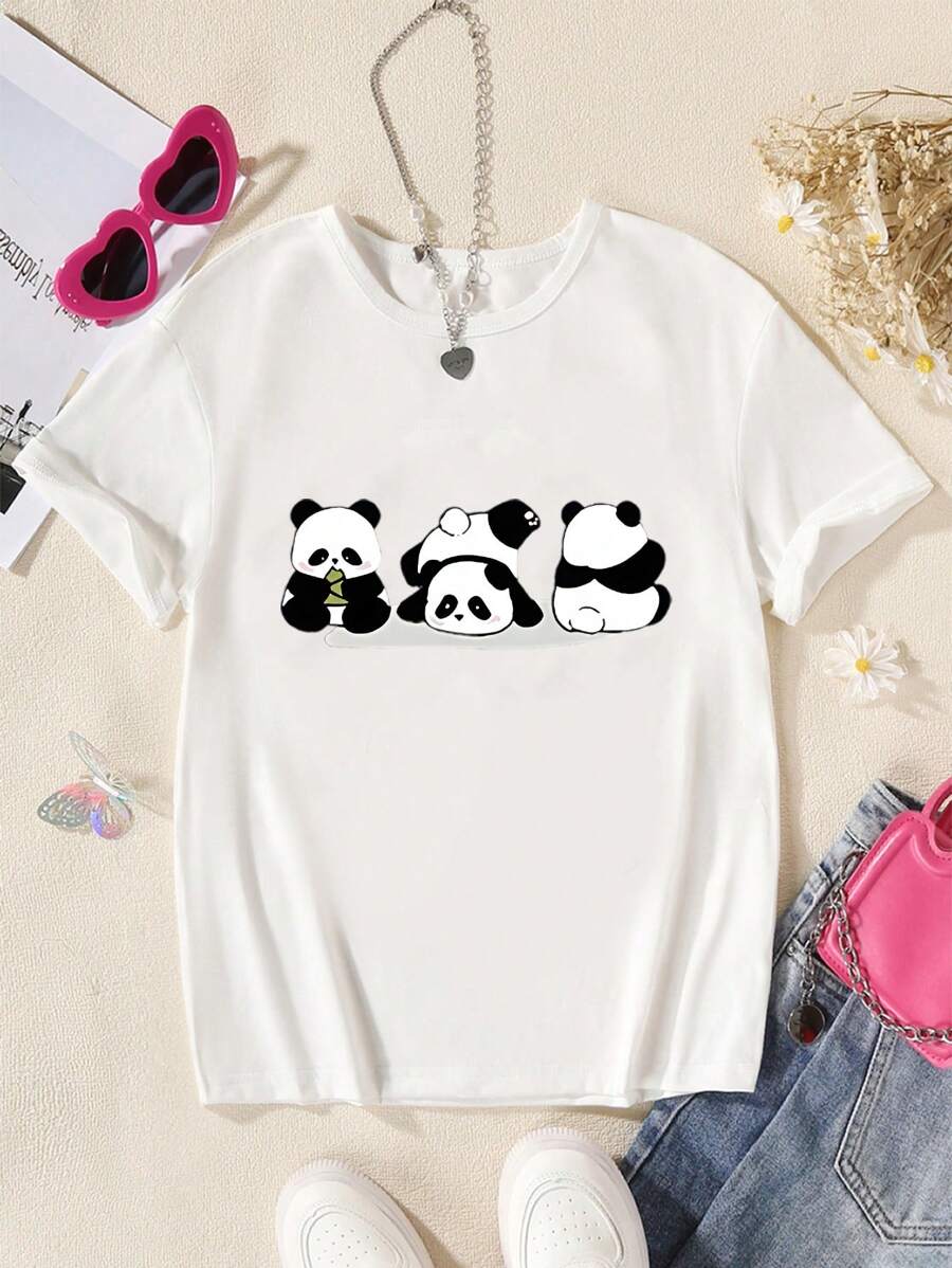 SHEIN Sparklyn Tween Girl Lovely Cartoon Panda Pattern Comfortable ...