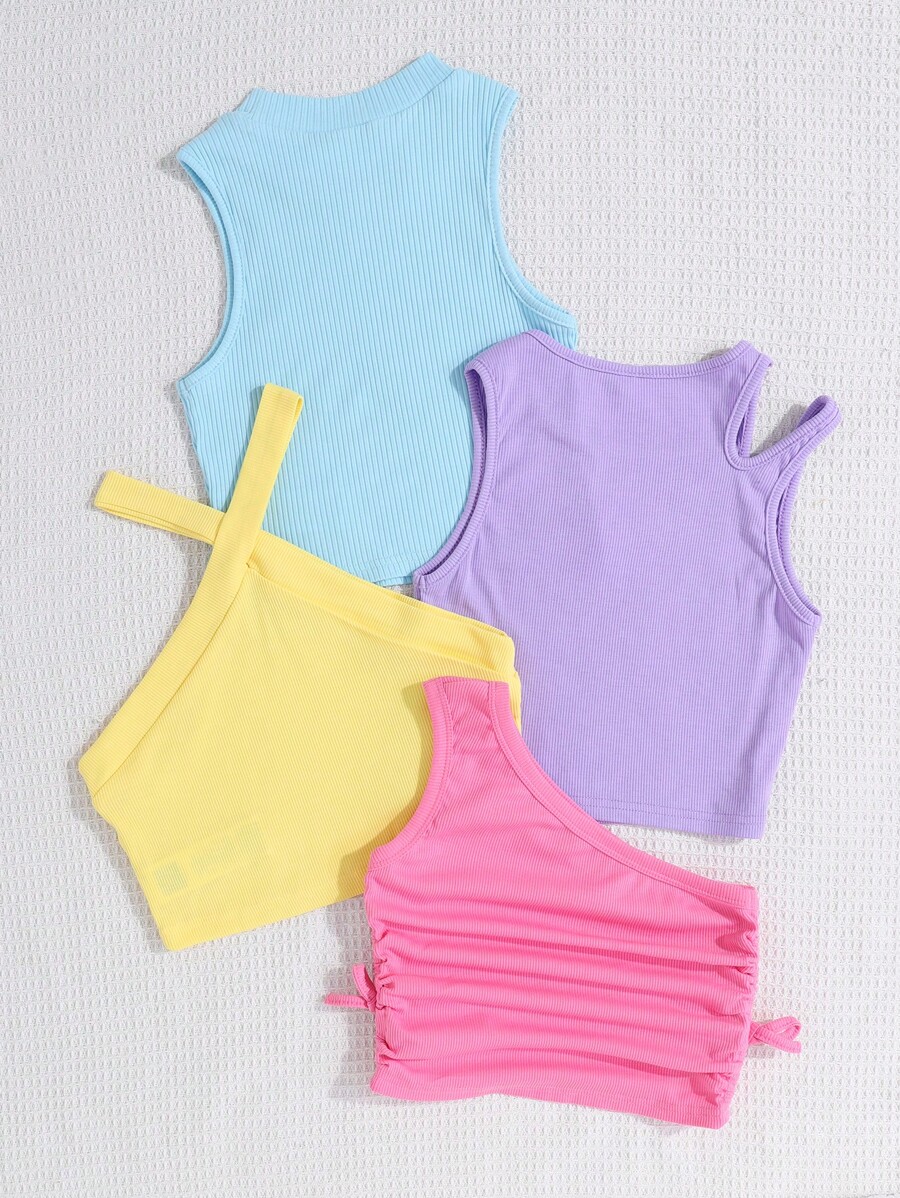 4pcs/Set Knitted Comfortable Colorful Tank Top For Tween Girls | SHEIN USA