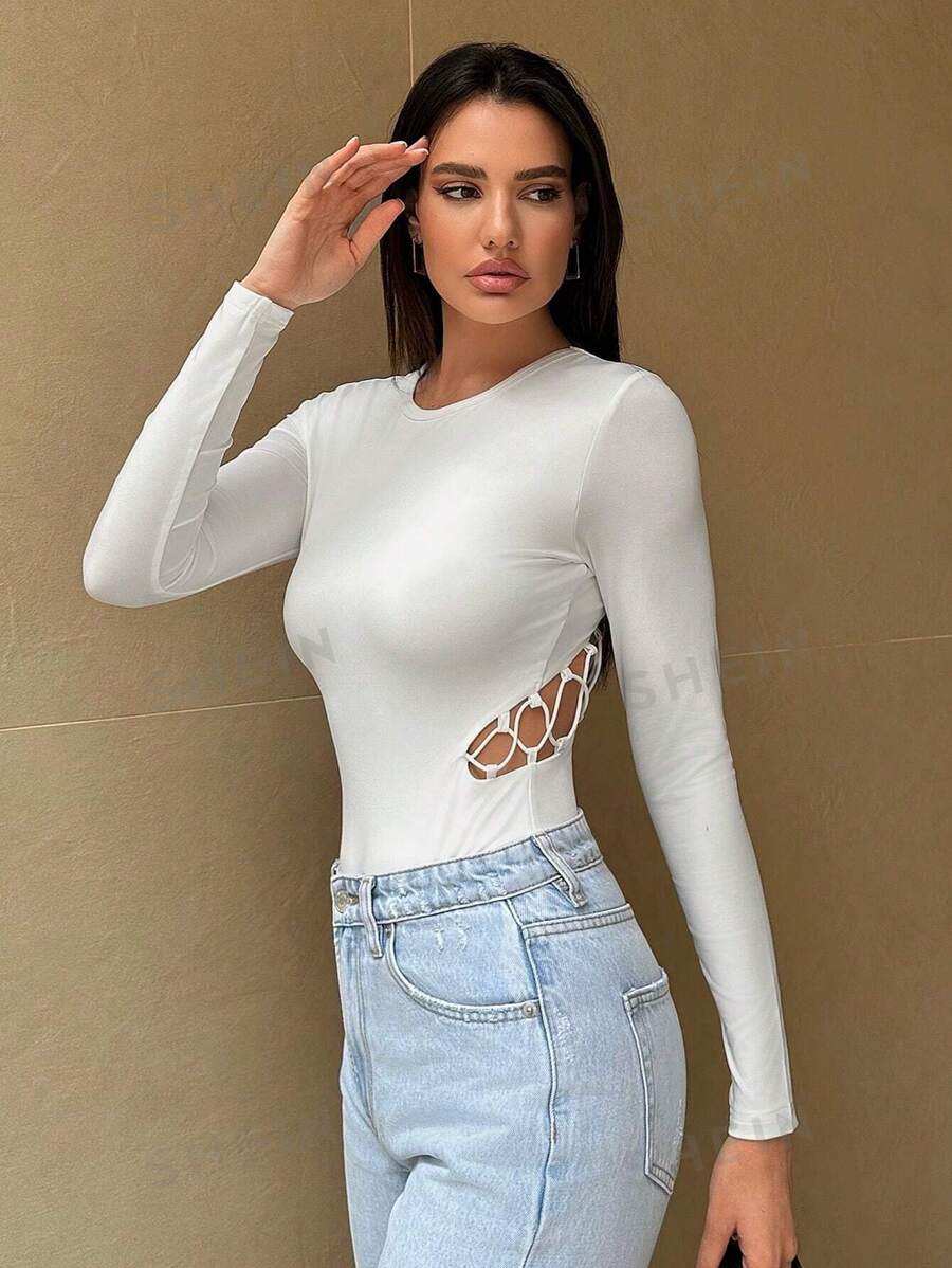 SHEIN Essnce Body sin espalda para mujer con diseño de tiras cruzadas ...