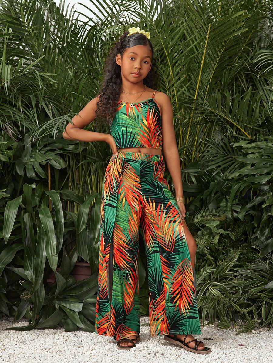 SHEIN Tween Girl Holiday Casual Spring/Summer Woven Floral V-Neck ...