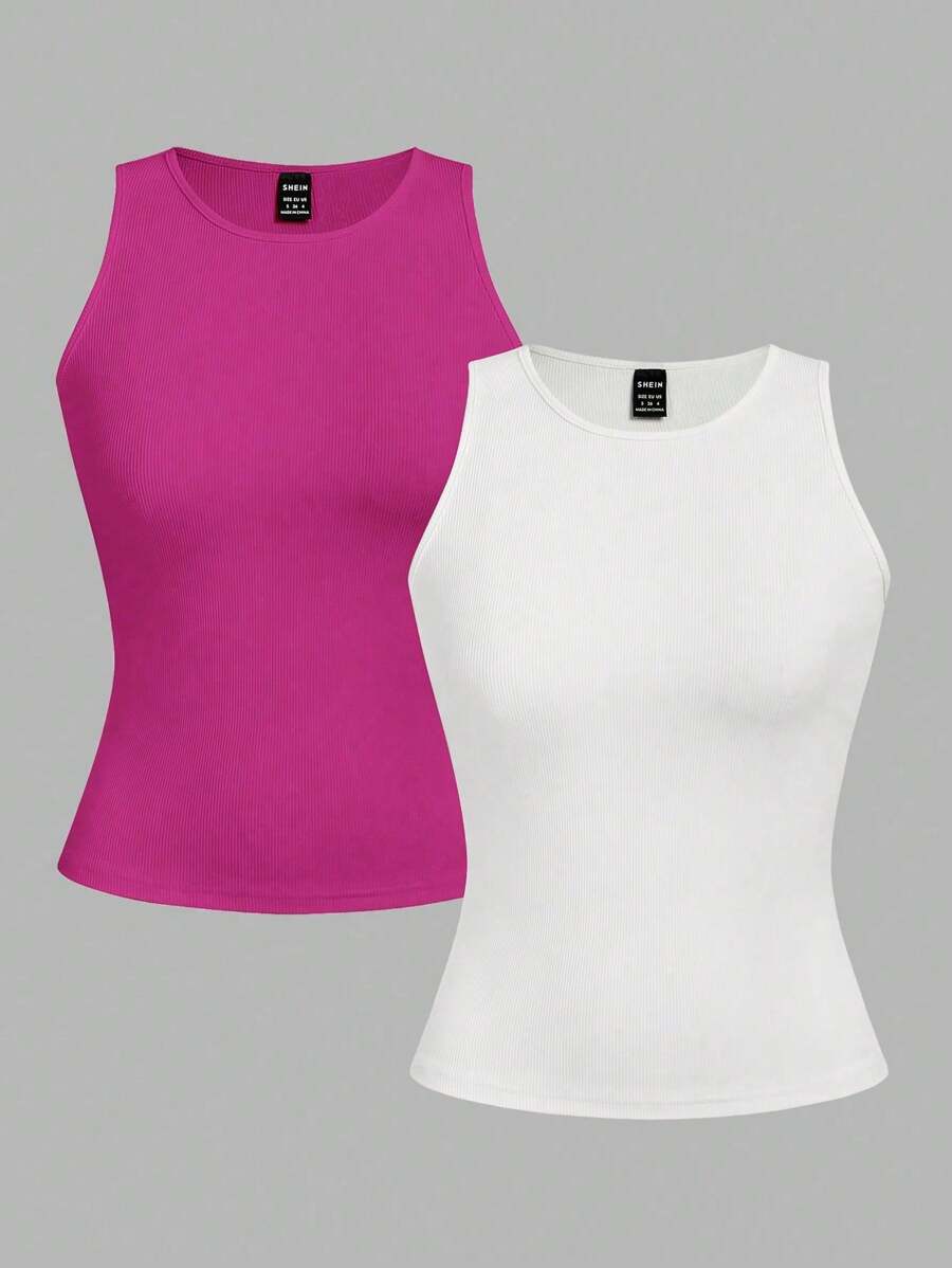 SHEIN EZwear 2pcs Women's Sexy Tight Crop Top, Summer | SHEIN USA