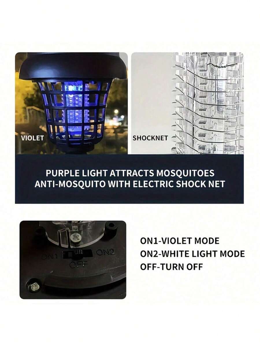 1/4pcs Solar-Powered Mosquito Killer Lamps - Outdoor Garden & Yard Fly ...