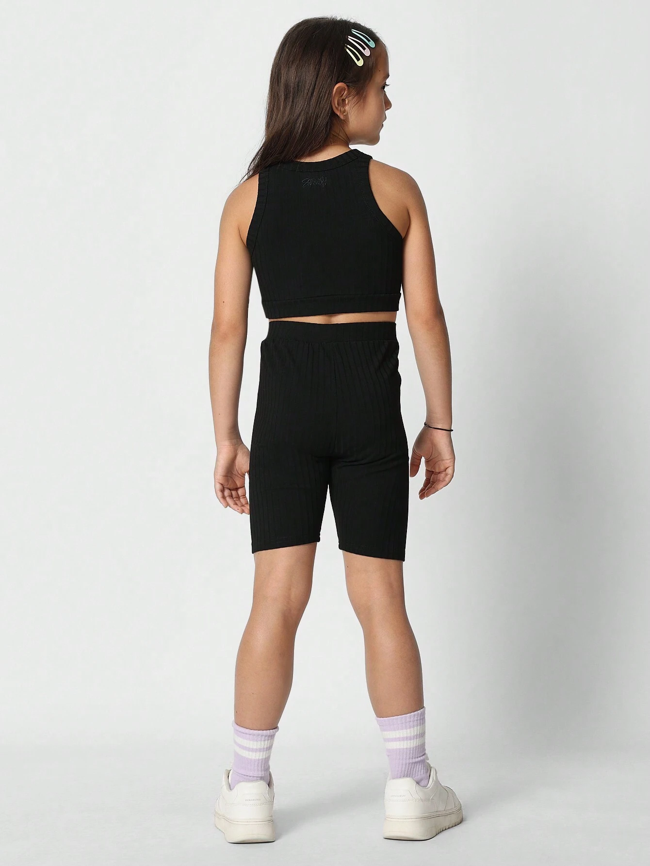 SUMWON Tween Girls Tank Ribbed Top With Biker Short 2 Piece Set Back To ...