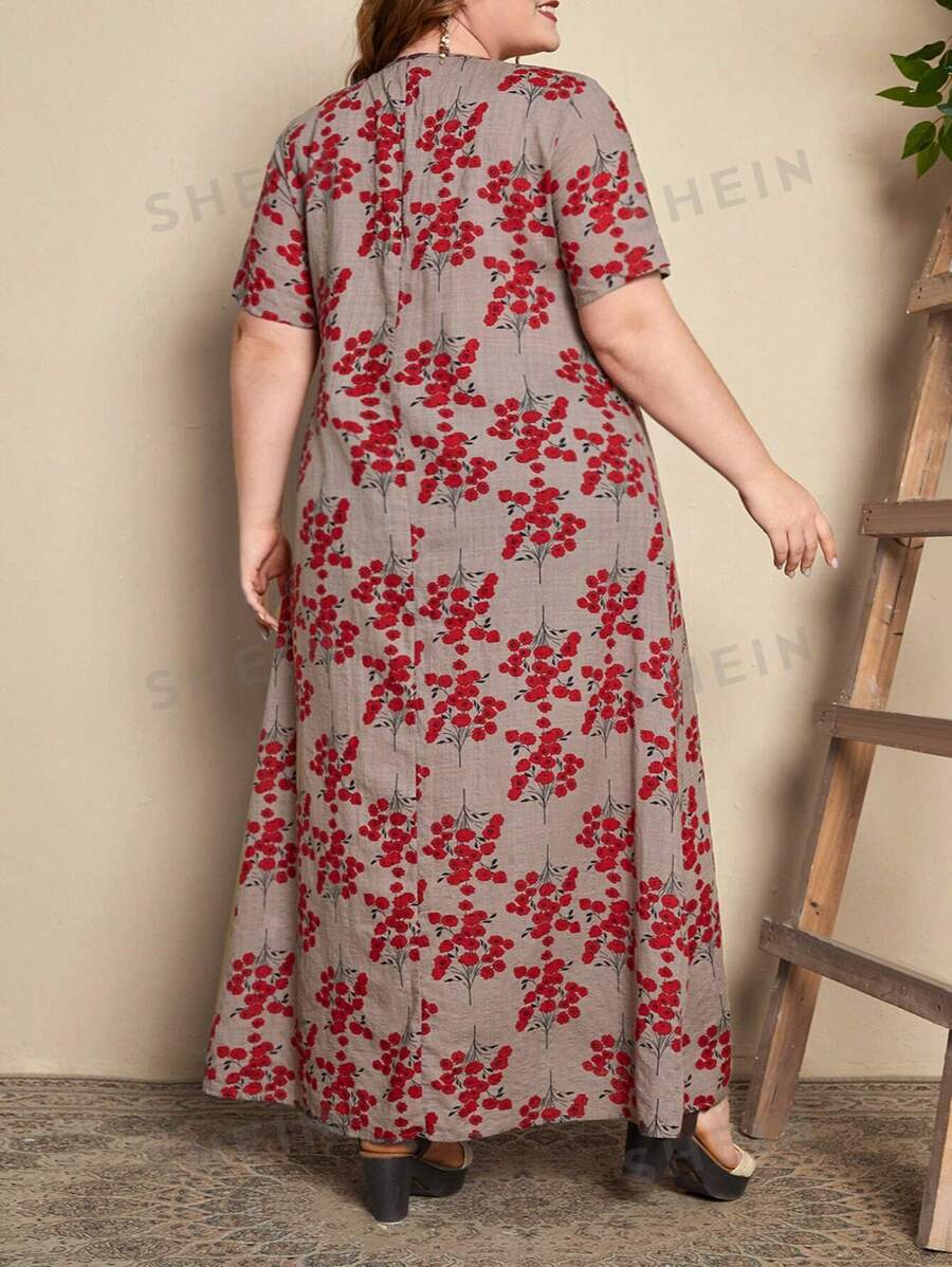 SHEIN CURVE+ Vestido de verano largo con estampado floral Ditsy en ...