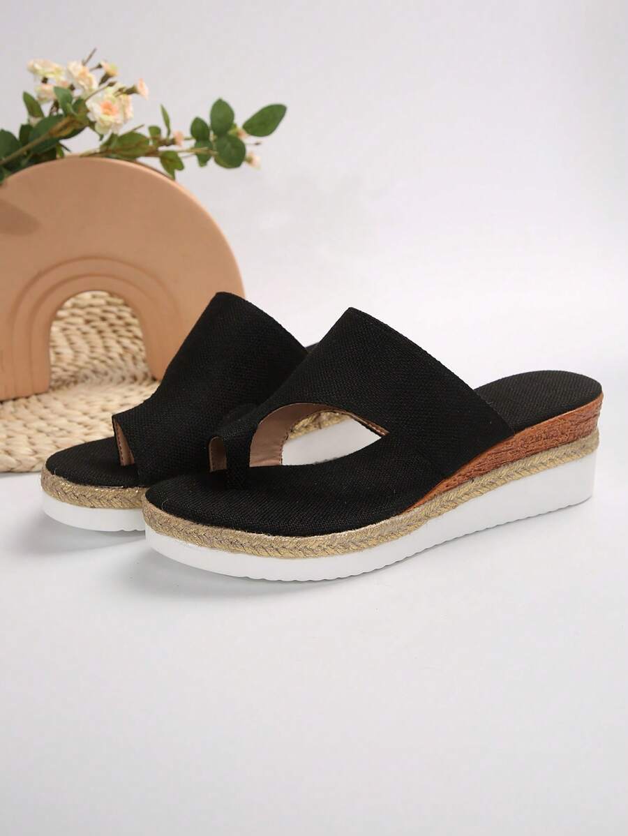 Women's New Fashion Rope Wedge Heel Sandals, Korean Style Open-Toe ...