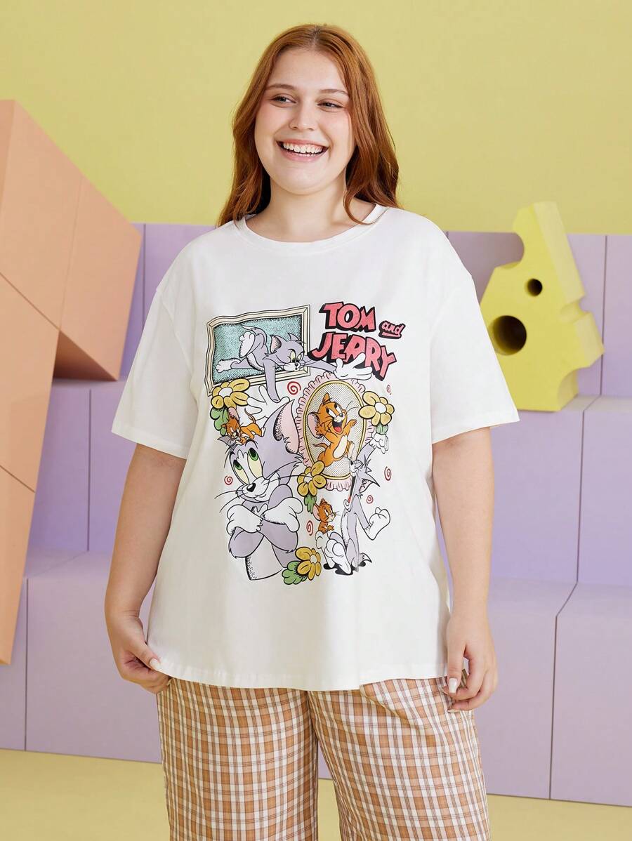 Tom and Jerry Artist x SHEIN Aranza Sanchez Plus Size Cartoon And ...