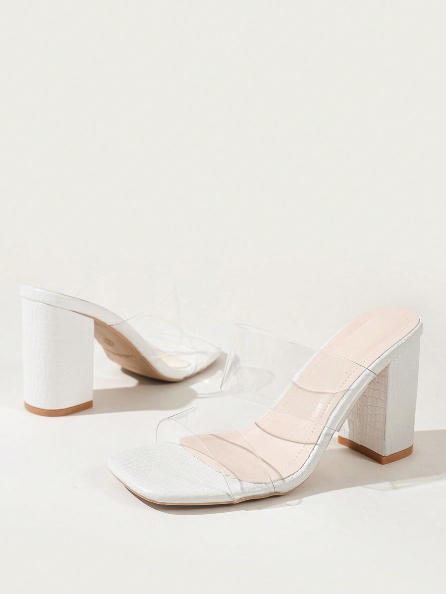 Women's Transparent PVC High Heels With Chunky Heels, Fashionable ...