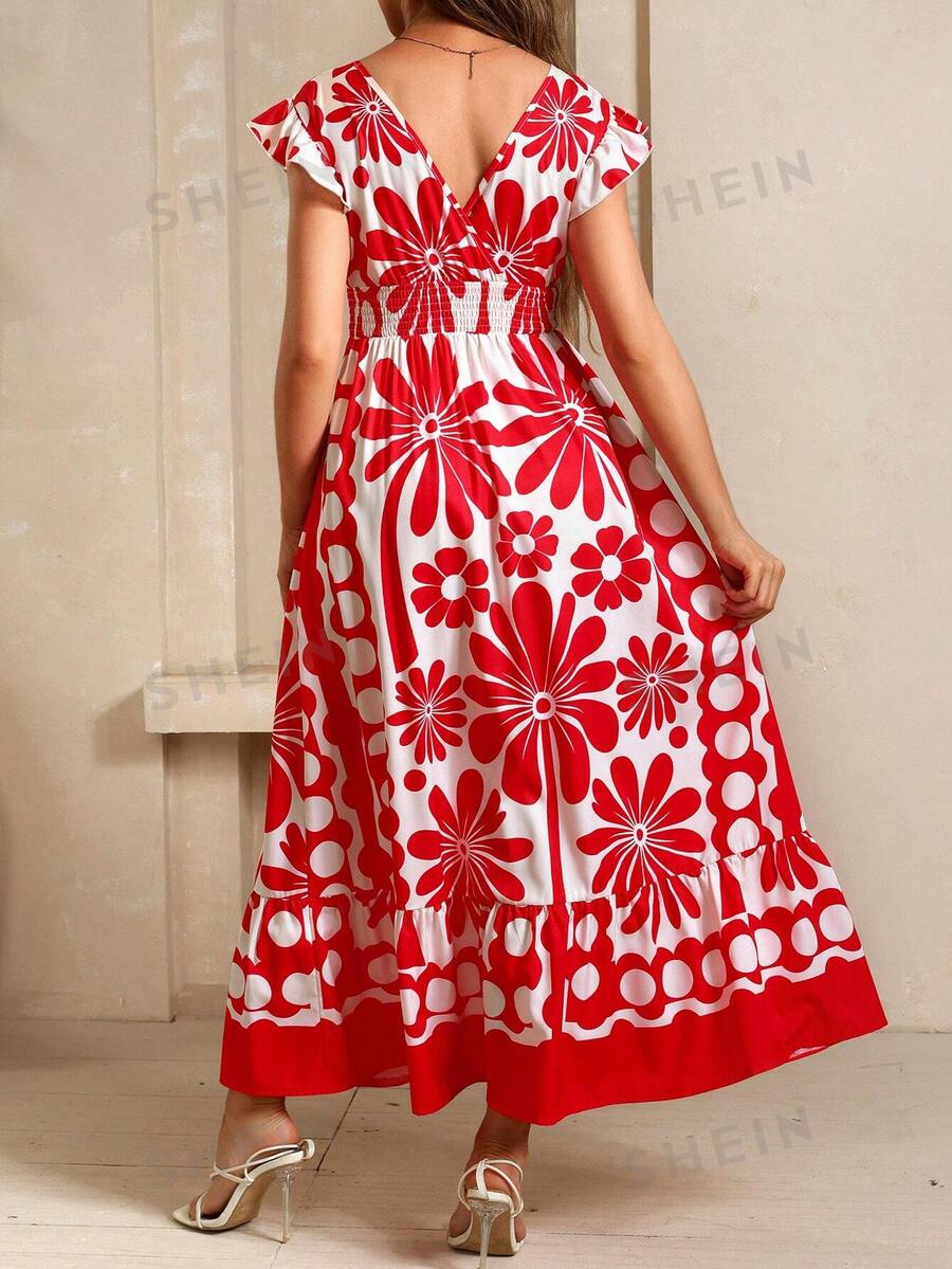 SHEIN Clasi Colorful Floral Print Resort Dress Long Beach Dress | SHEIN USA