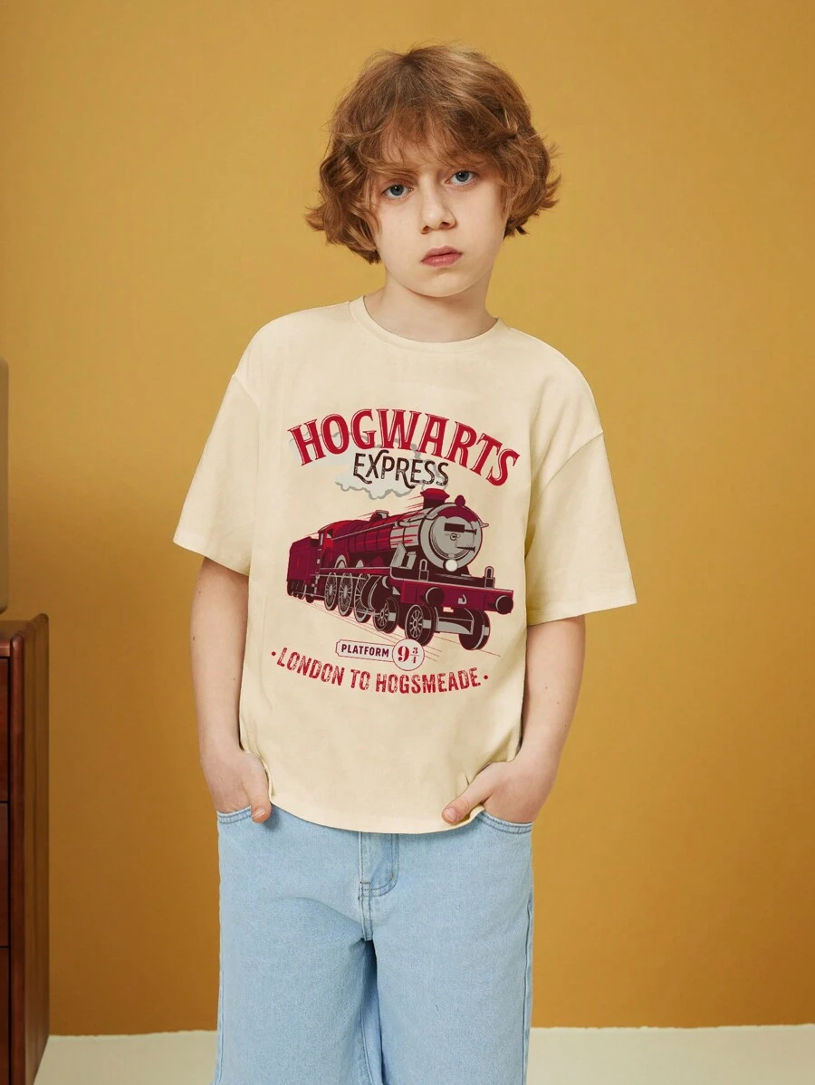 HARRY POTTER X SHEIN Tween Boy Casual Retro Classic Hogwarts Express ...
