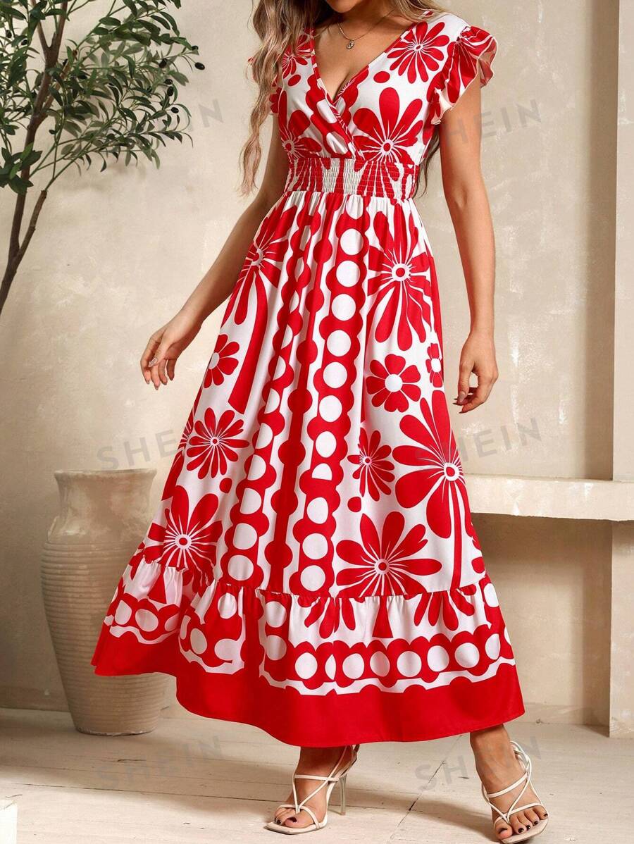 SHEIN Clasi Colorful Floral Print Resort Dress Long Beach Dress | SHEIN USA