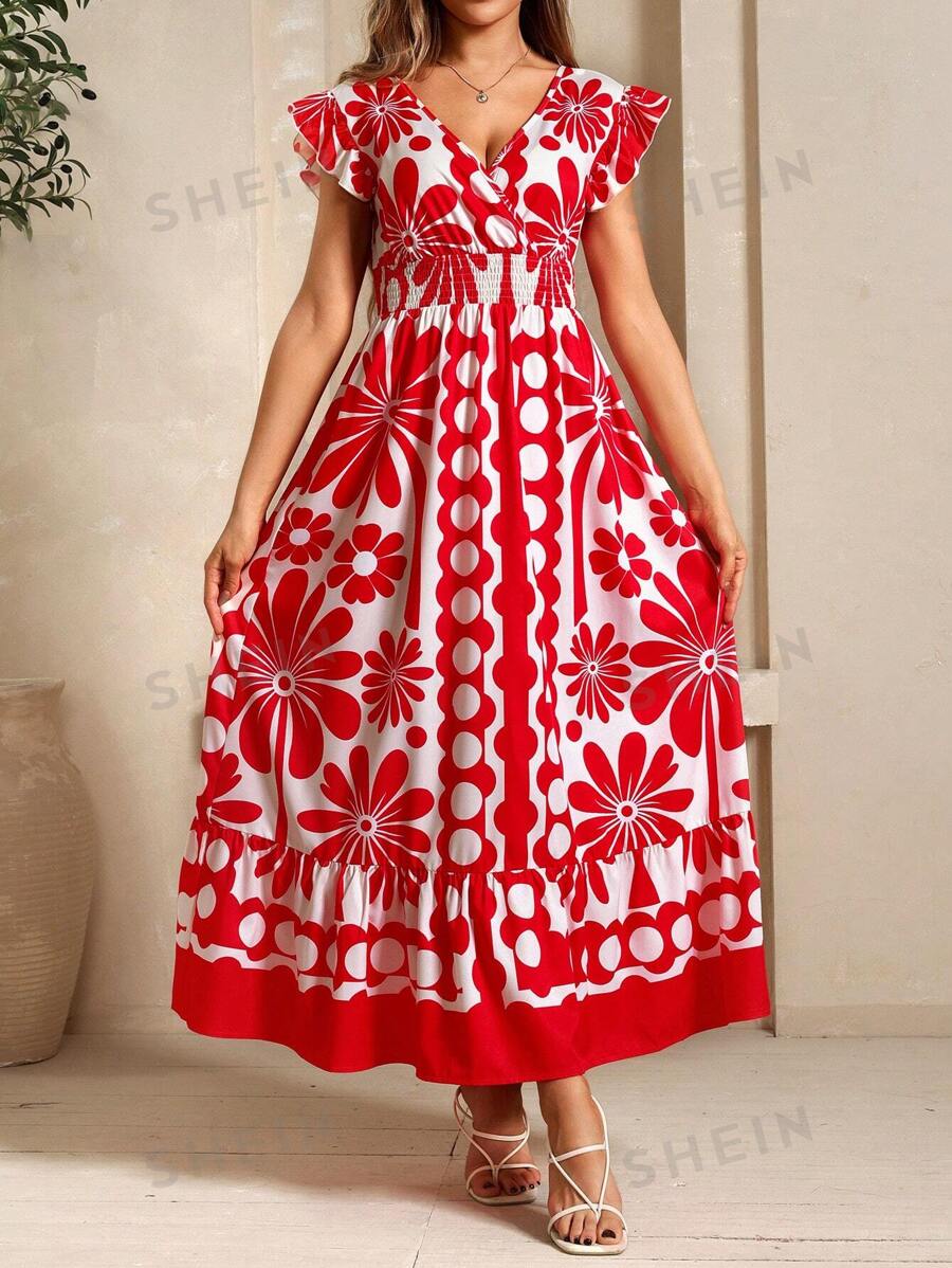 SHEIN Clasi Colorful Floral Print Resort Dress Long Beach Dress | SHEIN USA