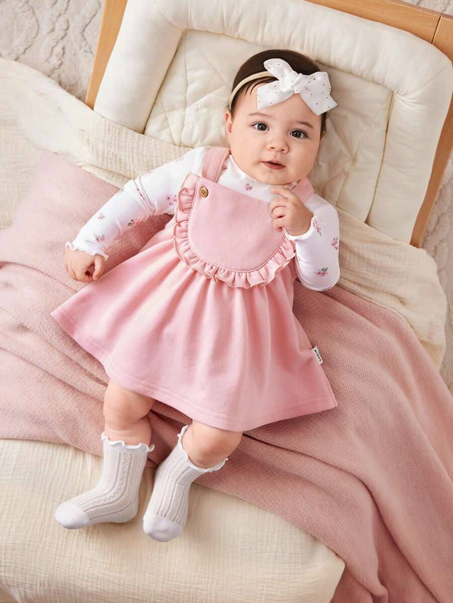 SHEIN Newborn Baby Girl Casual Knitted Floral Long Sleeve Top And ...