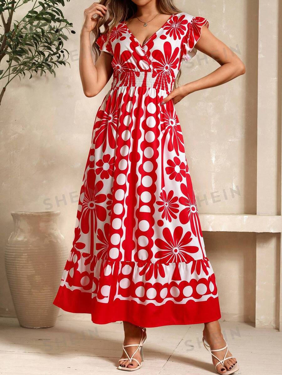 SHEIN Clasi Colorful Floral Print Resort Dress Long Beach Dress | SHEIN USA