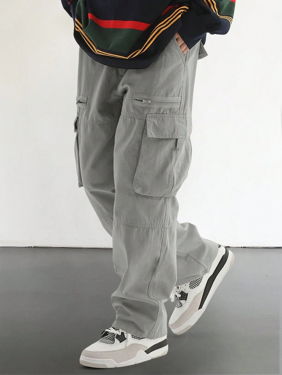Loose Fit Men's Cargo Pants With Flap And Side Pockets, Back To School ...