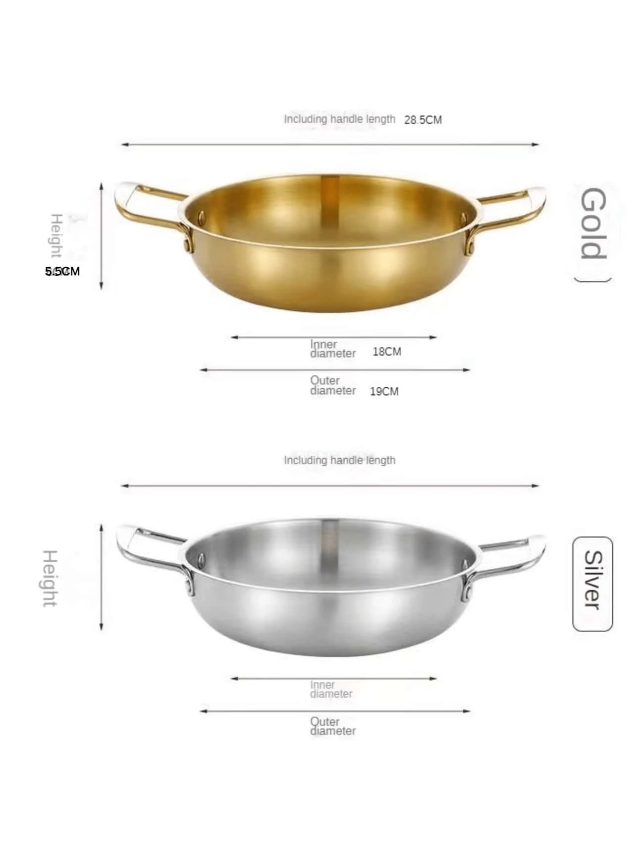 Korean Stainless Steel Ramen Pot 3/4/5-Piece Set With Handles, Popular ...